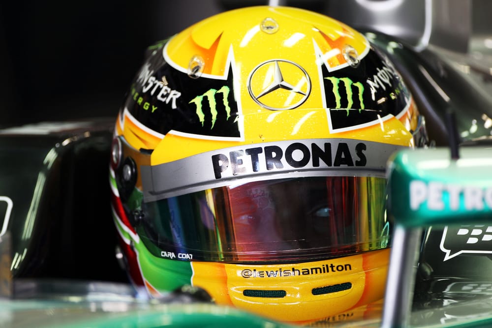 What does Lewis Hamilton's Ferrari F1 helmet look like? - The Race